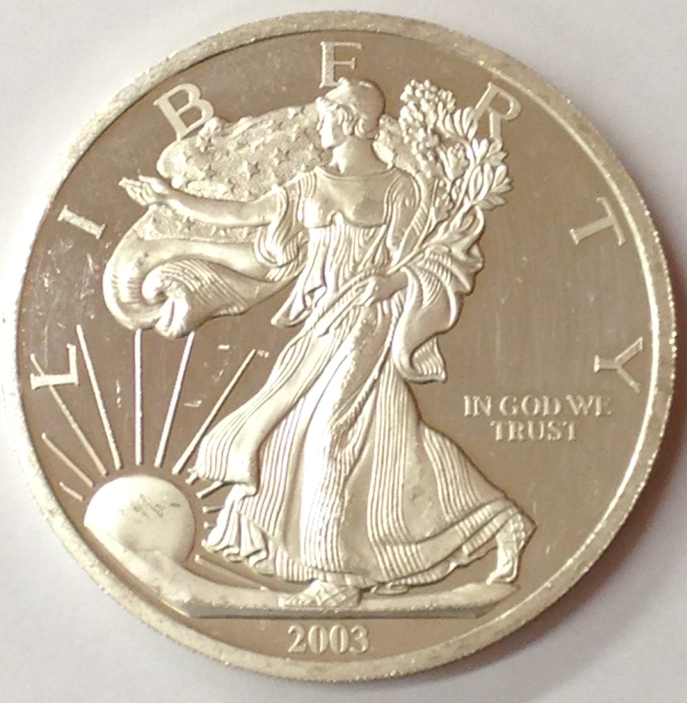 2003 1 lb Proof American Silver Eagle Round 11.97 Troy oz of .999 Fine ...